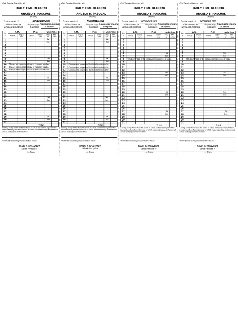 DTR Long Size Nov & Dec 2025 | PDF