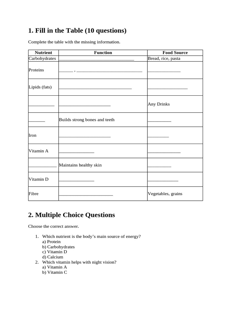 balanced diet question | PDF | Vitamin | Nutrients