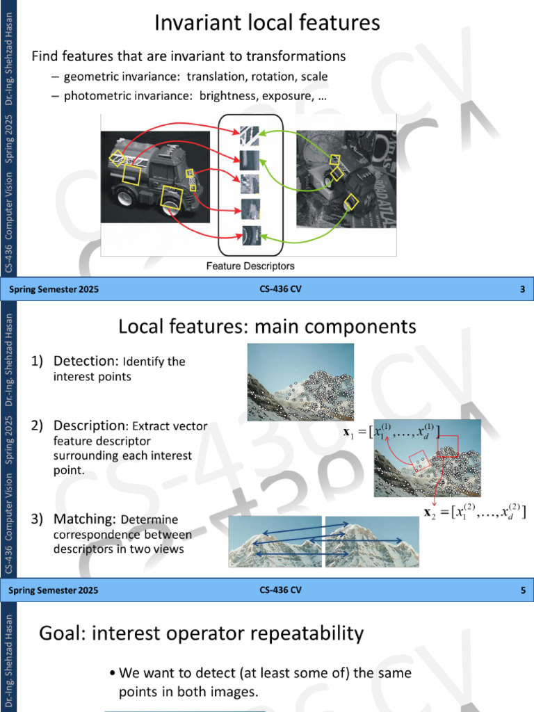 CS-436 Computer Vision Lecture 11 PDF - Removed | PDF