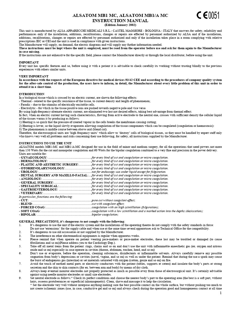 ALSATOM MB1 MC Instruction Manual | PDF