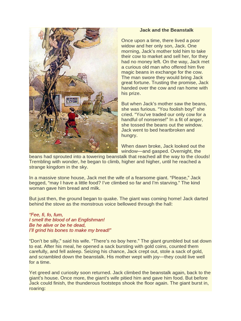 Jack and the Beanstalk: A Classic Tale | PDF | Jack And The Beanstalk ...