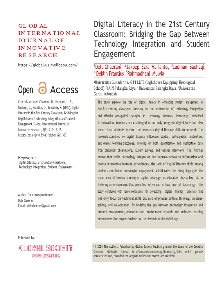 Digital Literacy in The 21st Century Classroom Bri | PDF | Literacy ...