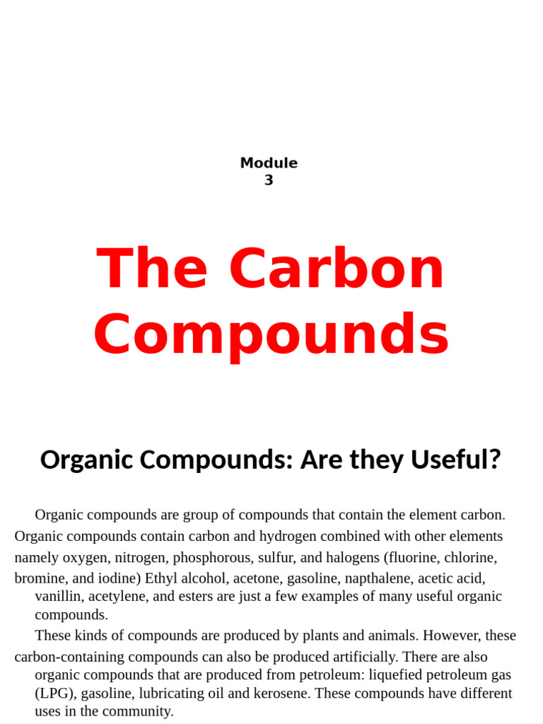 Carbon Compounds | PDF | Hydrocarbons | Chemical Compounds