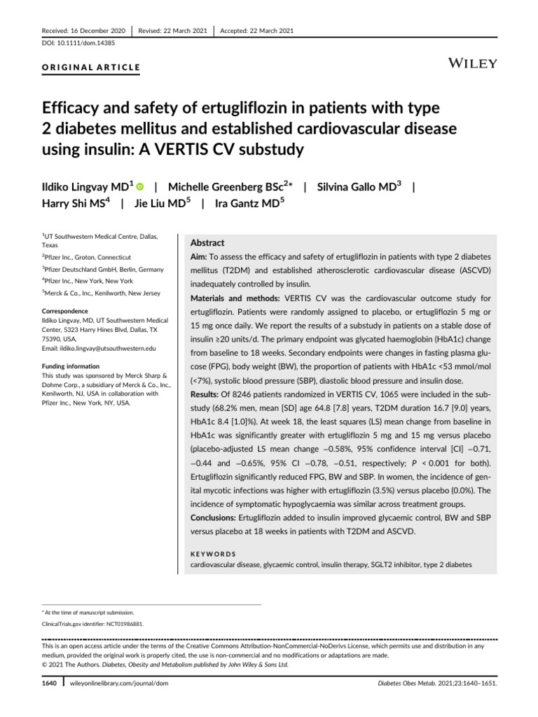 Efficacy of Ertugliflozin in T2DM with ASCVD | PDF | Glycated ...