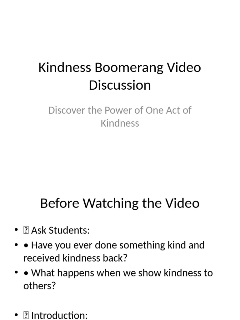 Kindness Boomerang Video Discussion | PDF