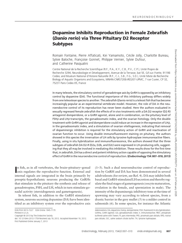 Fontaine R, D2 Receptor Dopamin | PDF | Luteinizing Hormone | Gonadotropin