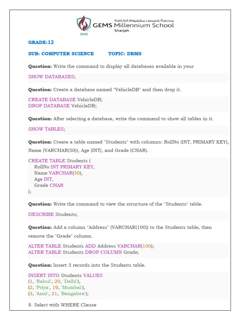 Worksheet SQL Ms (II) | PDF | Databases | Computer Data