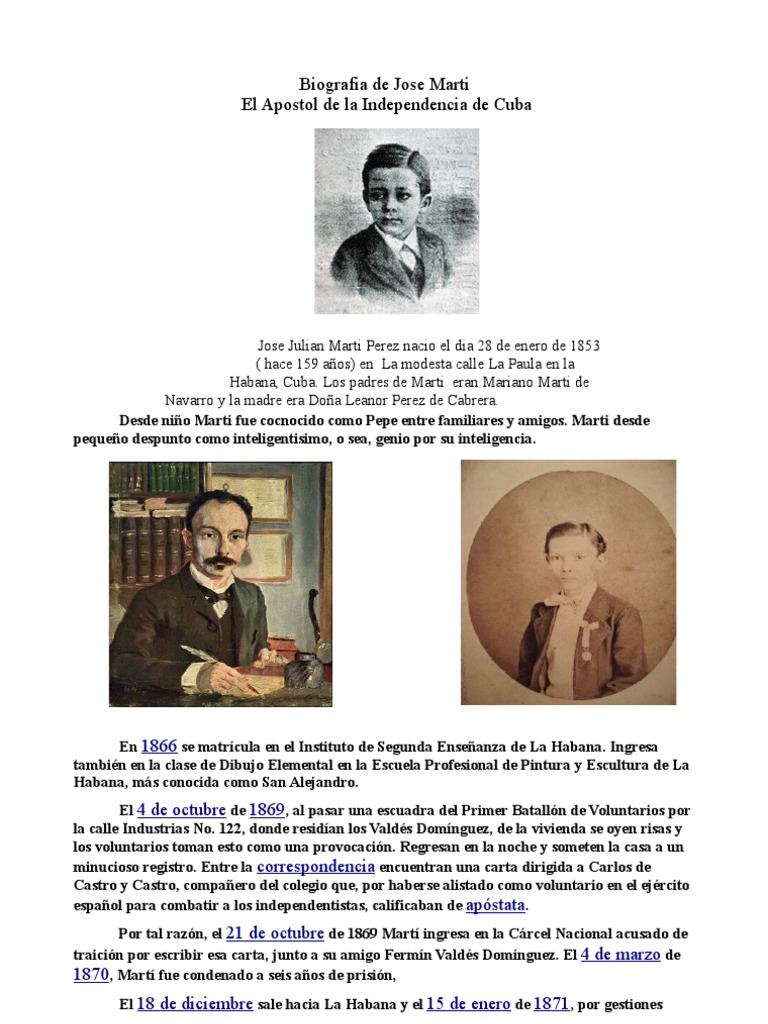 Biografia de Jose Marti | PDF | Cuba | Rebeliones