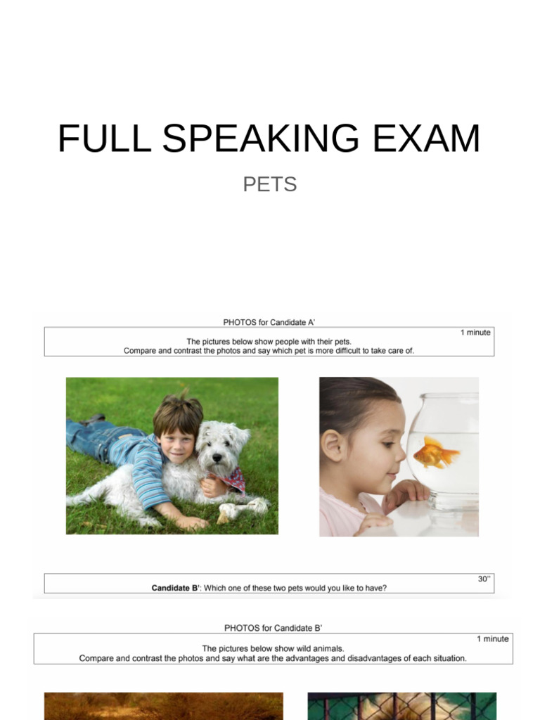 Fce SPEAKING EXAM Animals - Parts 2 3 and 4 | PDF | Domesticated ...