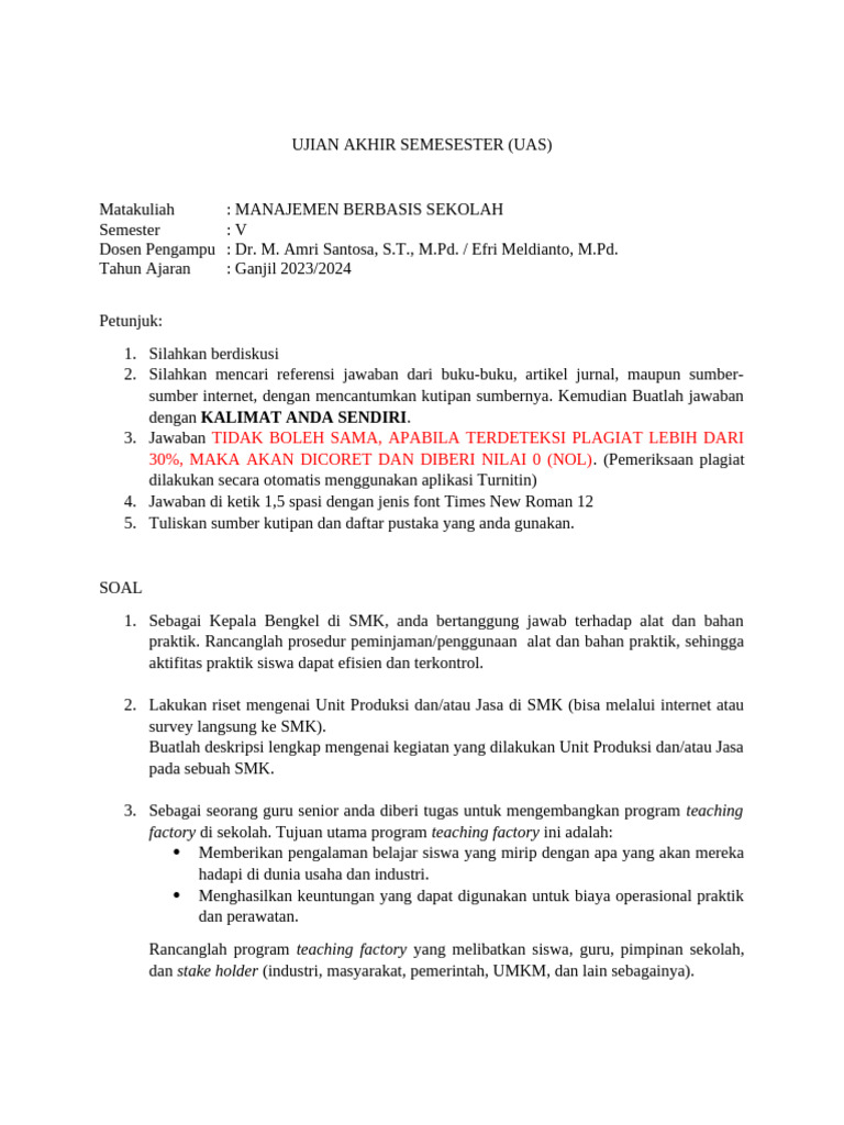 UAS MBS Adetia Ramadhan Blm Slsai | PDF