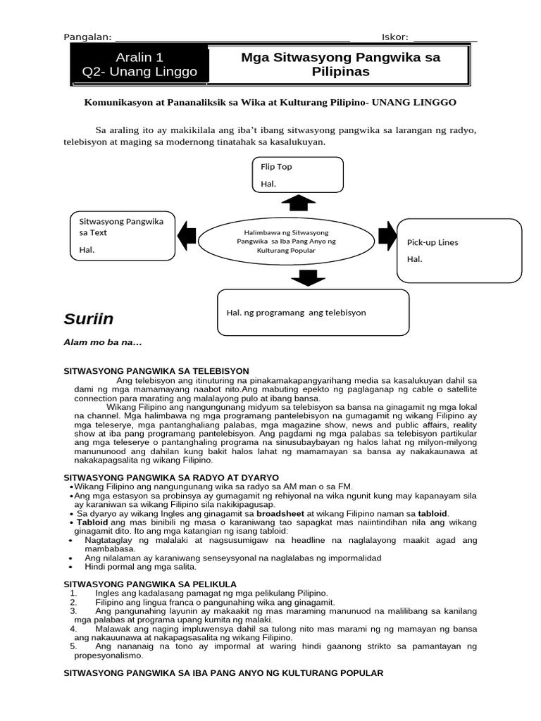Suriin: Aralin 1 Q2-Unang Linggo | PDF