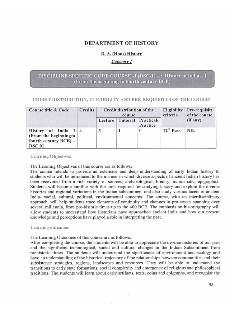 History Syllabus - Semester 1 | PDF