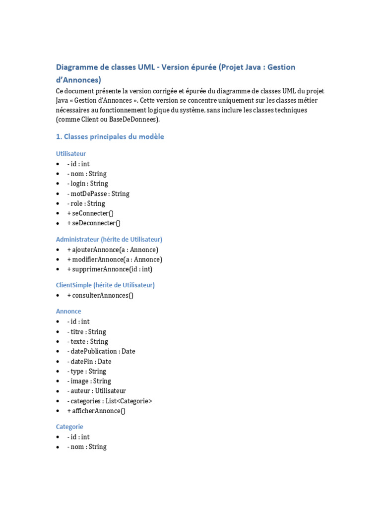 Diagramme de classes UML pour Java | PDF | Java (Langage de ...