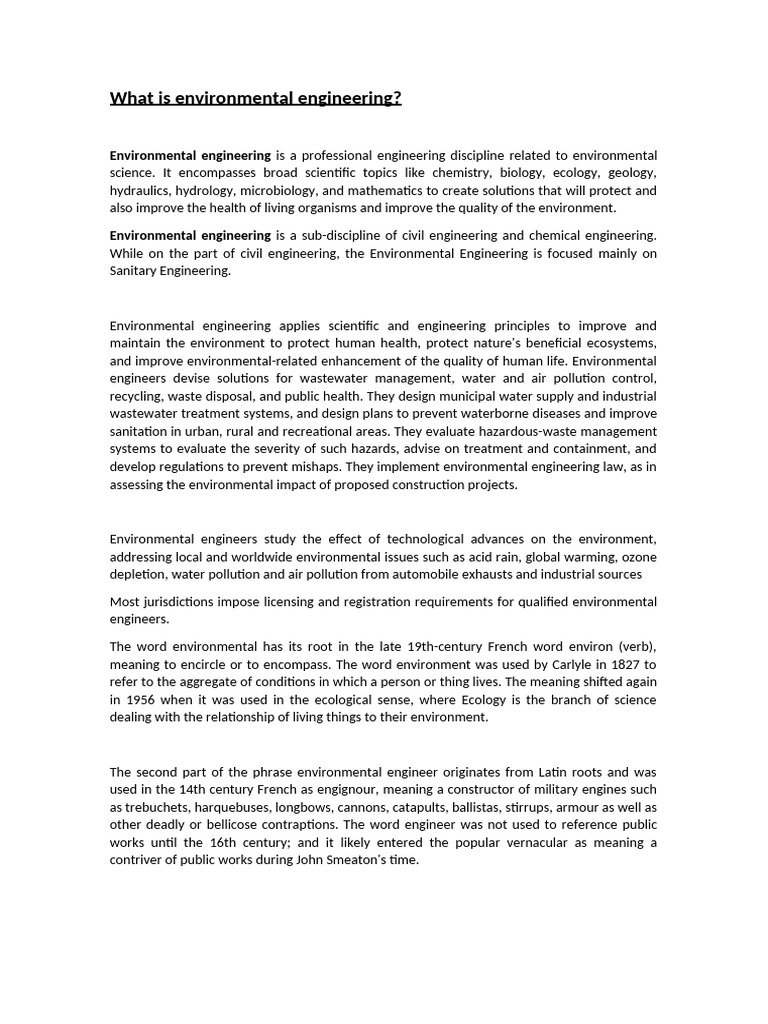 Environmental Engineering 1 | PDF | Environmental Engineering | Waste Management