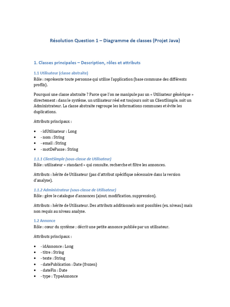 Diagramme de classes pour projet Java | PDF | Programmation ...
