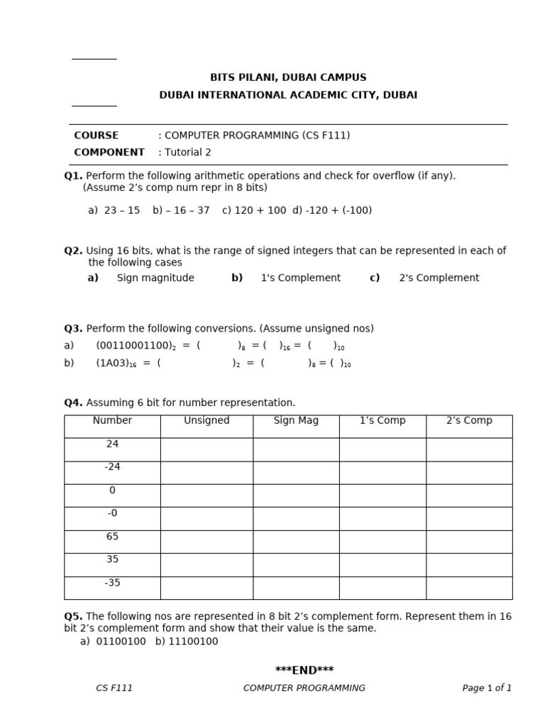 CP Tutorial Questions | PDF