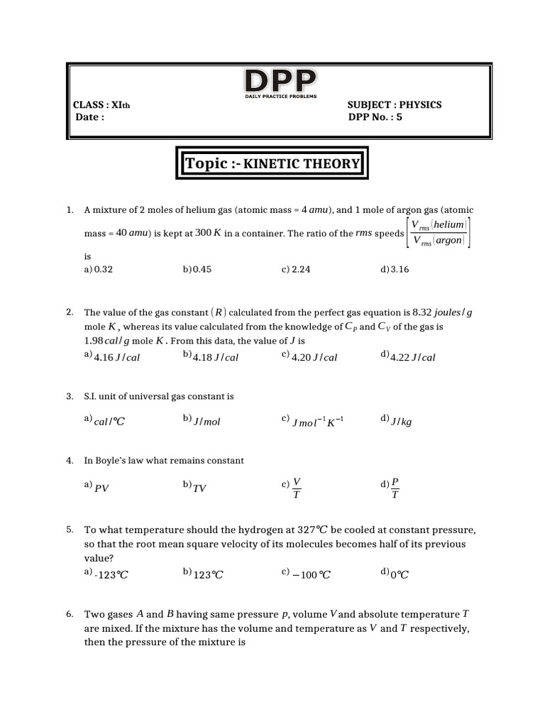 DPP-5 | PDF | Gases | Mole (Unit)