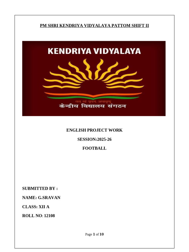 Football Project SRAVAN | PDF | Association Football | Sports