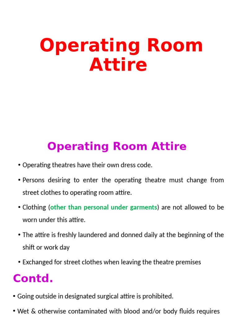 Operating Room Attire Guidelines | PDF | Clothing | Operating Theater