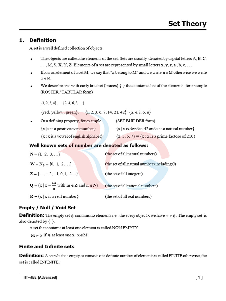 Set-1_Advanced_Mathematics_Theory | PDF | Set (Mathematics) | Equations