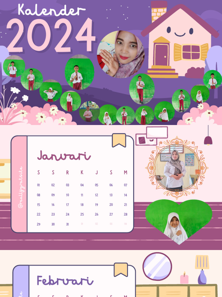 Blue Yellow Colorful Doodle 2024-2025 Years School Cartoon Calendar | PDF