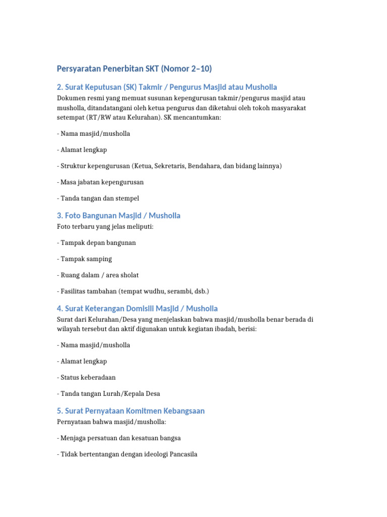 Persyaratan SKT 2-10 | PDF