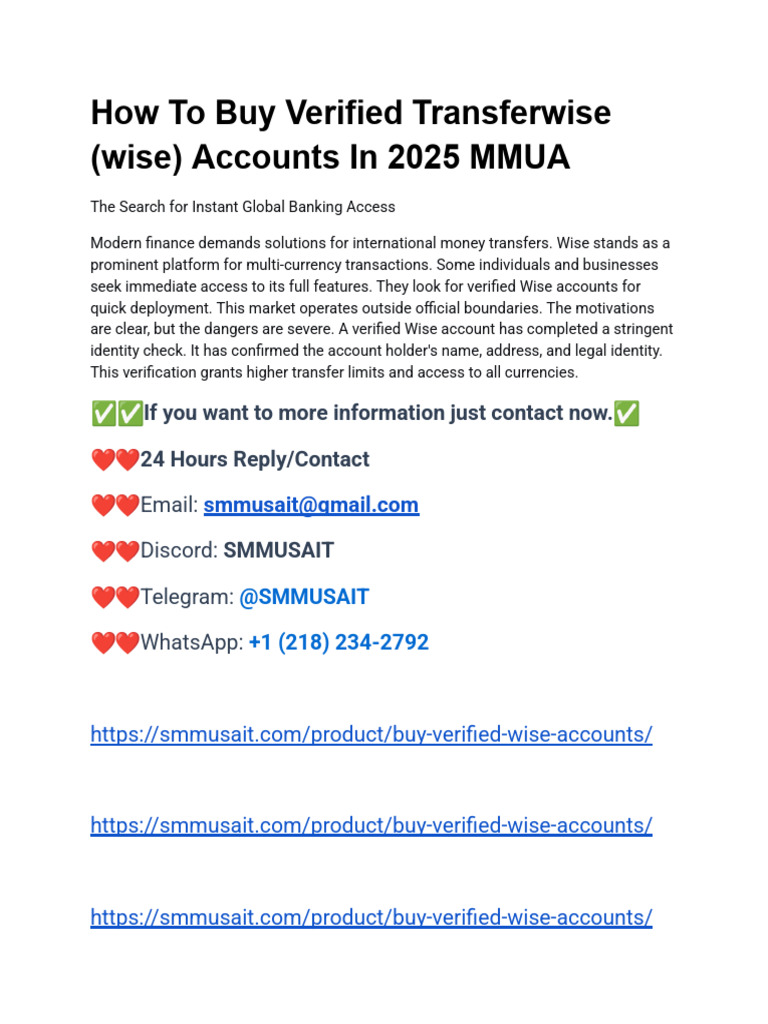 How To Buy Verified Transferwise (Wise) Accounts in 2025 MMUA | PDF | Fraud