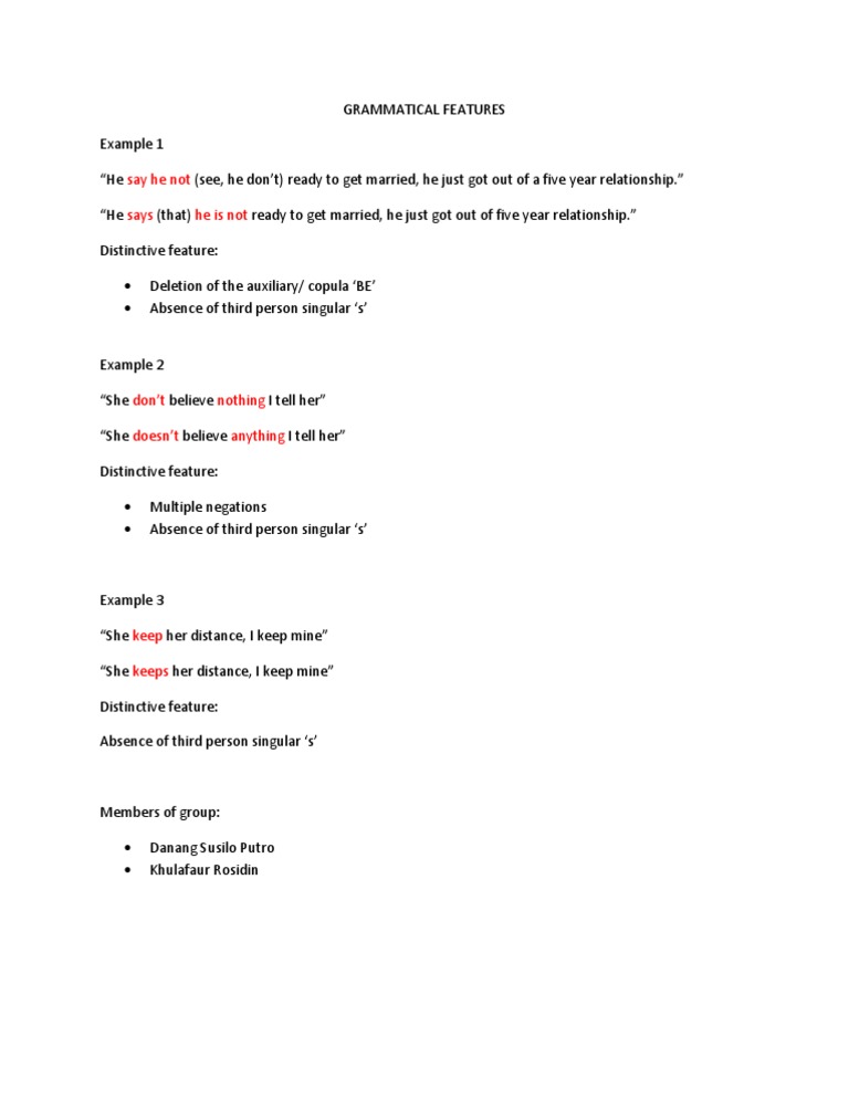 Grammatical Features | PDF | Language Arts & Discipline