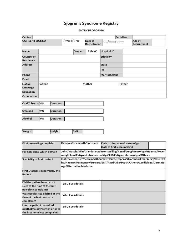 APLAR SS Registry Entry | PDF | Peripheral Neuropathy | Clinical Medicine