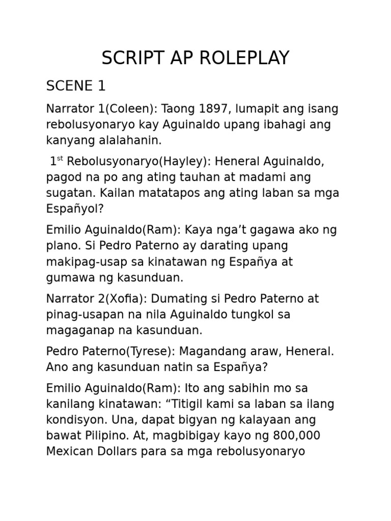 Script Ap Roleplay: Scene 1 | PDF