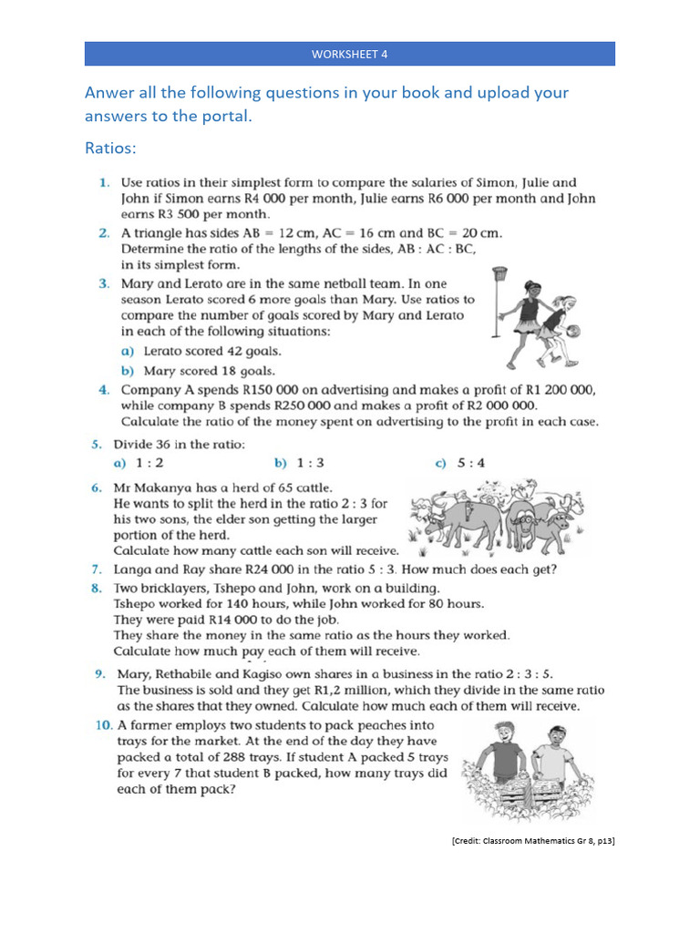 Grade 8 Math Worksheet on Ratios and Rates | PDF