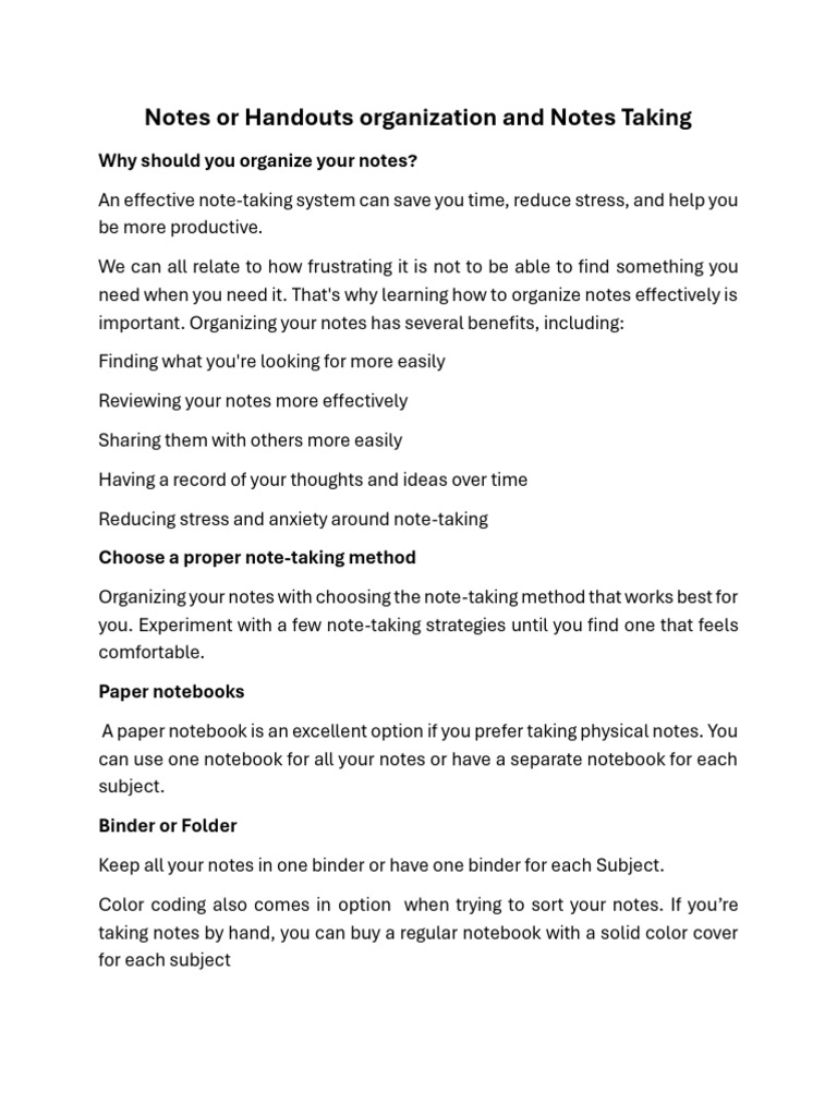 Effective Note-Taking and Organization Tips | PDF | Goal | Cognition