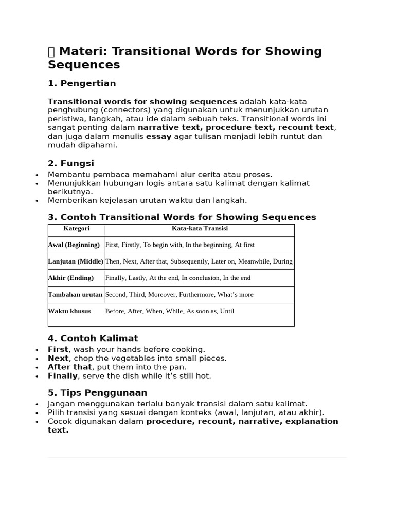 Transitional Words for Sequence Writing | PDF | Chess Openings | Chess