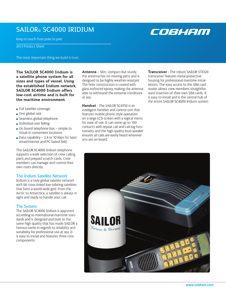 SAILOR SC4000 Iridium Overview | PDF | Telephone | Telecommunications