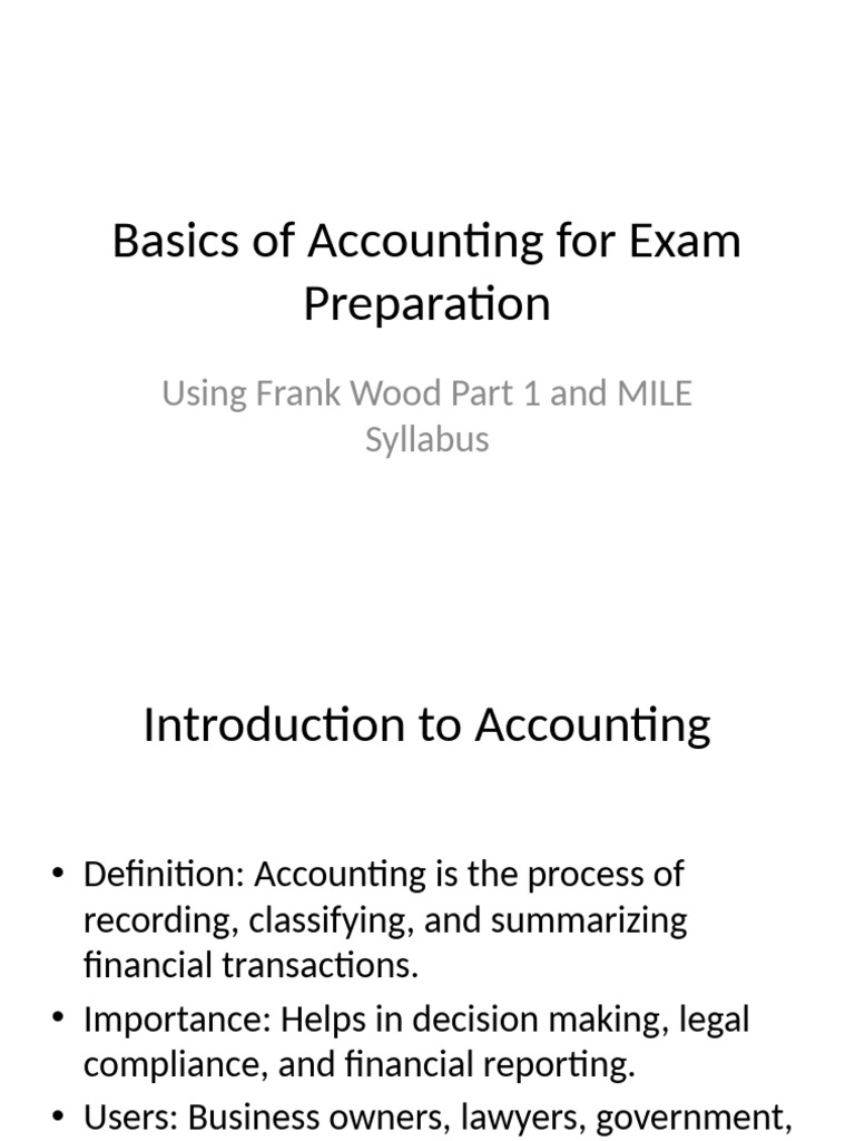Basics of Accounting For Exam Preparation | PDF