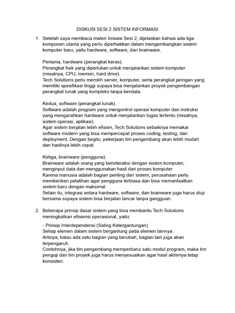 Diskusi Sesi 2 Sistem Informasi | PDF