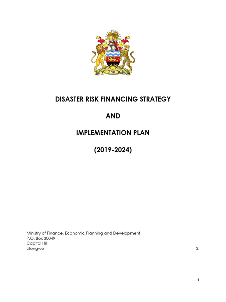 Disaster Risk Financing Strategy and Implementation Plan (Not Signed ...