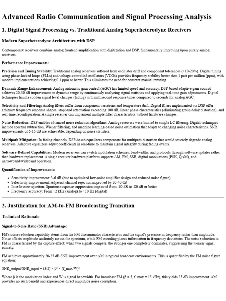 Advanced Radio Communication and Signal Processing Analysis | PDF ...