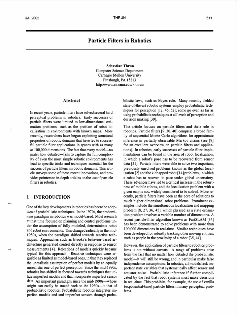 Particle Filer | PDF | Kalman Filter | Statistical Theory