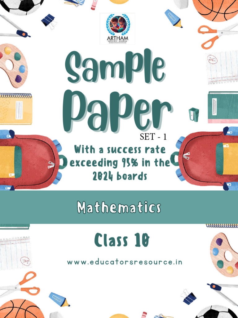 Class 10 Mathematics Sample Paper 2024 | PDF | Area | Circle