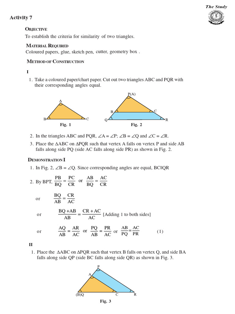Similarity Criteria of Triangles Explained | PDF | Triangle | Angle