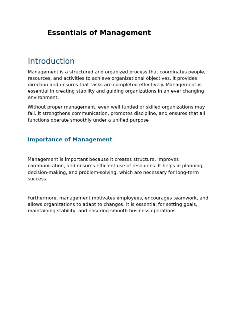 Essential of Management | PDF | Change Management | Goal