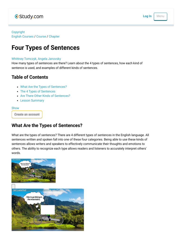 Four Types of English Sentences Explained | PDF | Noun | Sentence ...