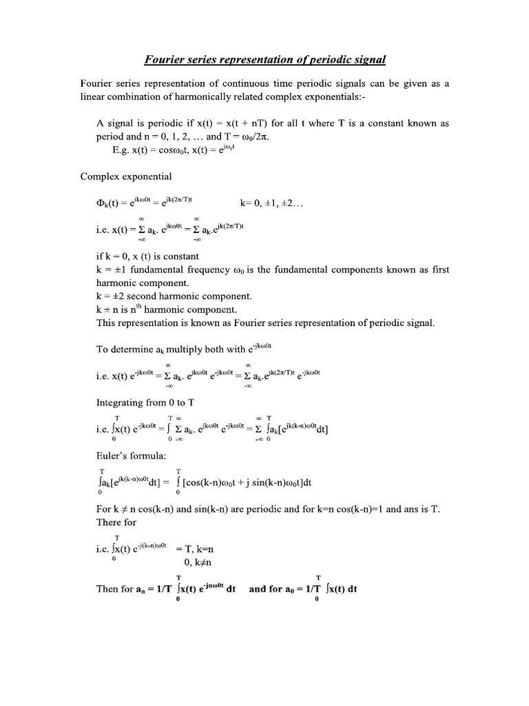 Fourier Series Representation of Periodic Signal | PDF