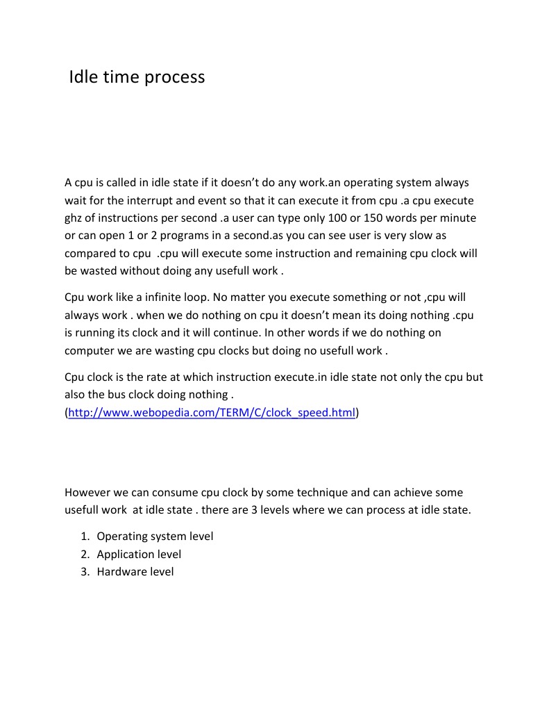 Idle Time Process Operating System Process Computing