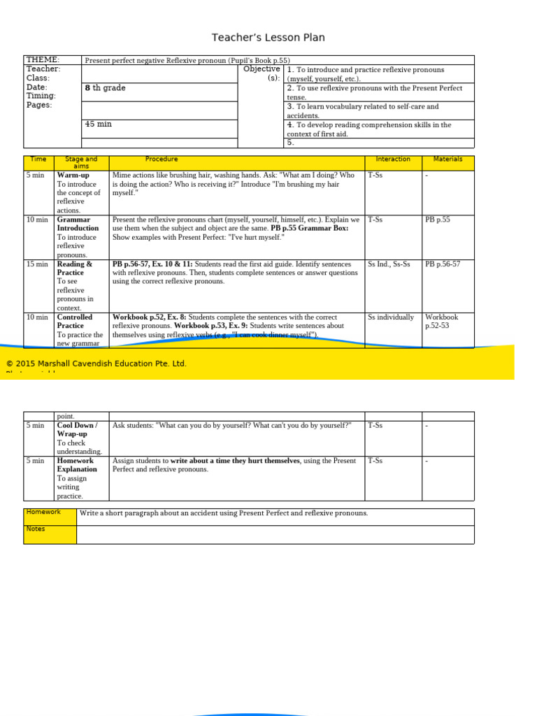 4.TOWE - Present Perfect Negative Reflexive Pronoun (Pupil's Book p.55 ...