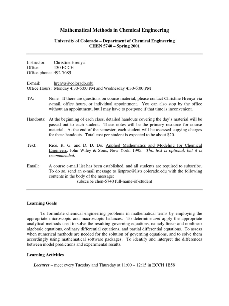 Mathematical Methods in Chemical Engineering | PDF | Partial ...