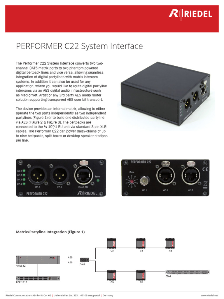 Riedel Performer C22 EN | PDF | Physical Layer Protocols | Electrical ...