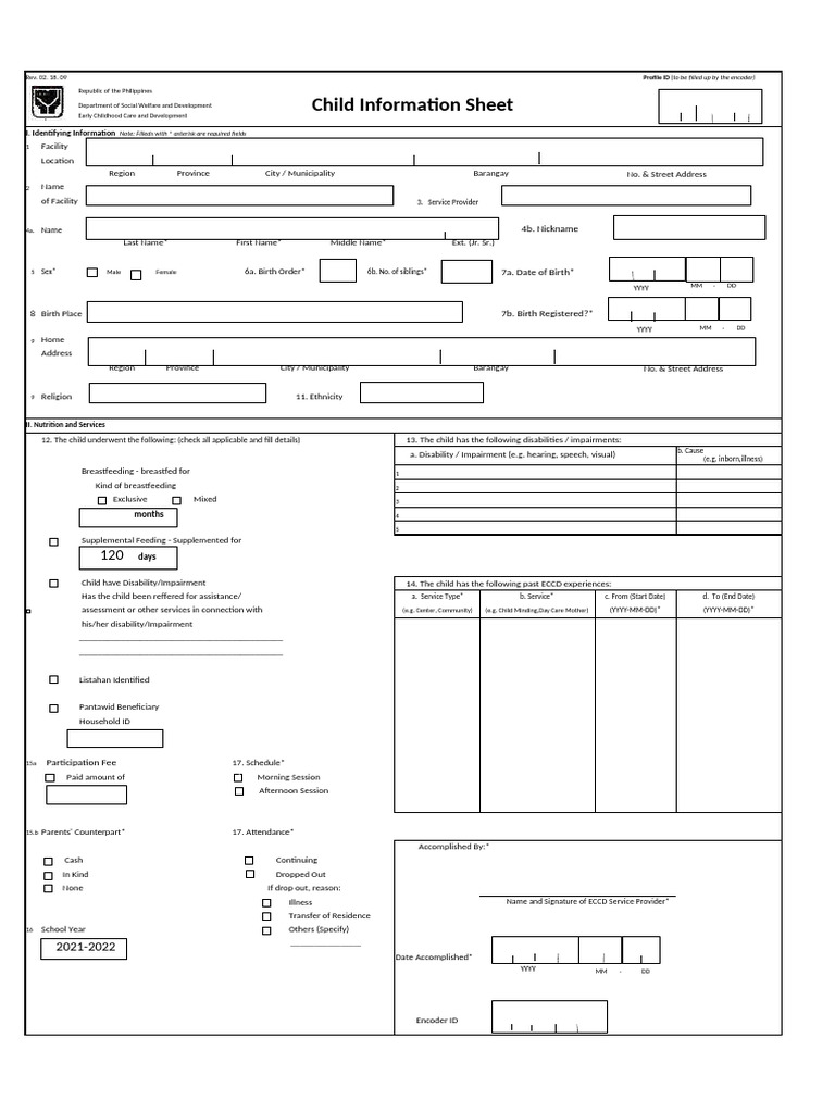 ECCD CIS FORM(1) | PDF