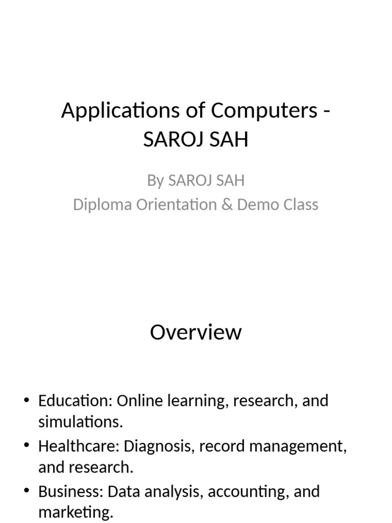 Applications of Computers - SAROJ SAH | PDF